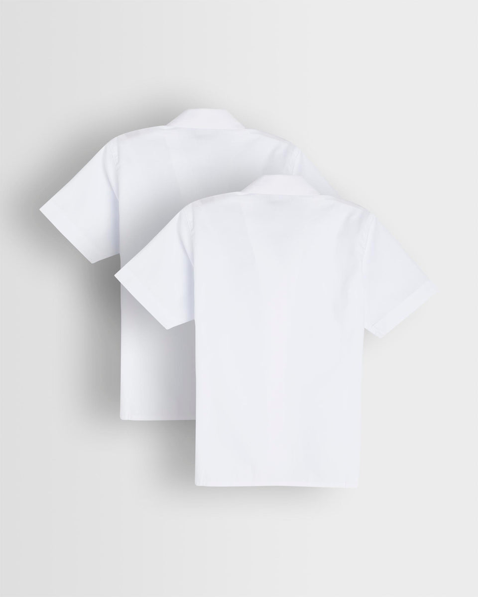 Girls White Rever Collar Short Sleeve Blouse- Pack of 2 – Direct Clothing